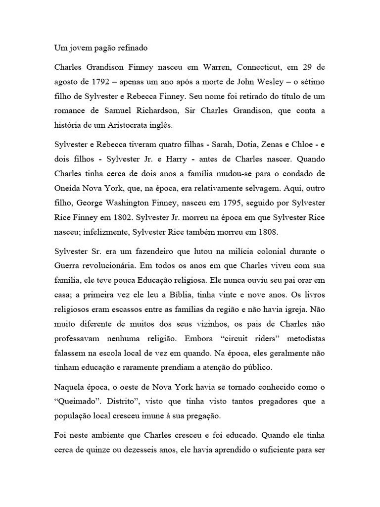 Biografia Charles Finney - Generais de Deus | PDF | Oração | Jesus