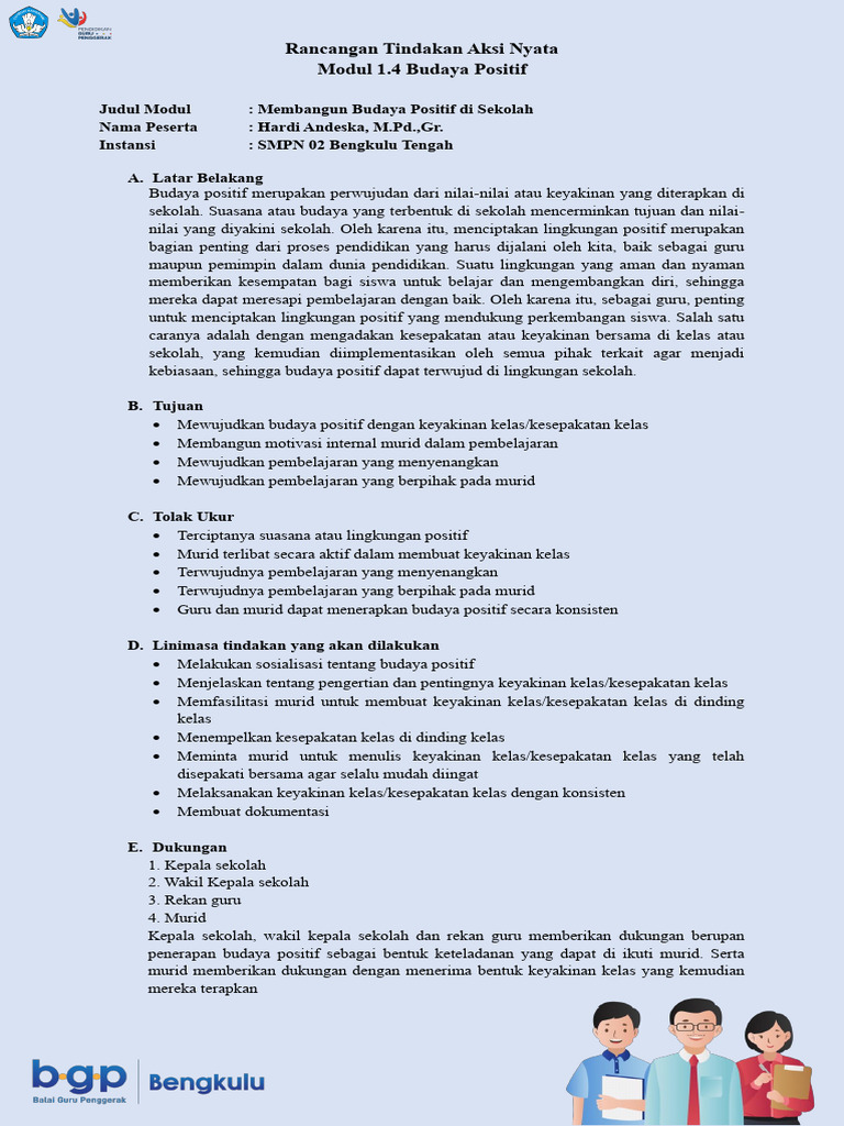 Rancangan Tindakan Aksi Nyata Modul Guru Penggerak | PDF | Karier & Perkembangan