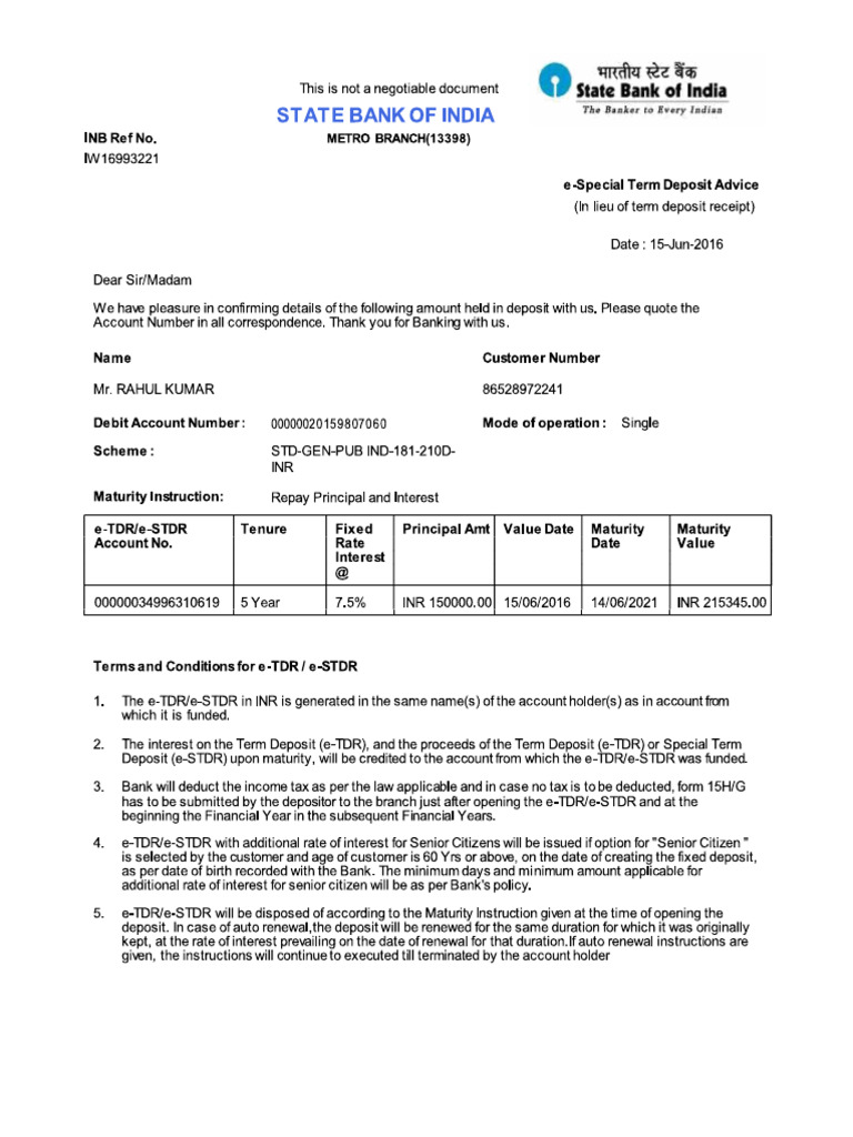 FD Deposit | PDF