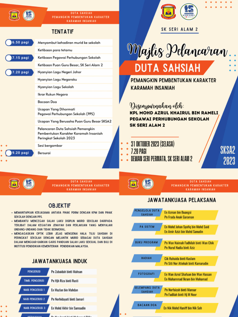 Buku Program Duta Sahsiah Sksa2 A4 | PDF