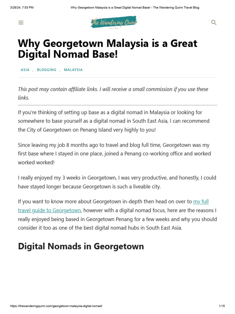 Why Georgetown Malaysia Is A Great Digital Nomad Base! - The Wandering Quinn Travel Blog | PDF ...