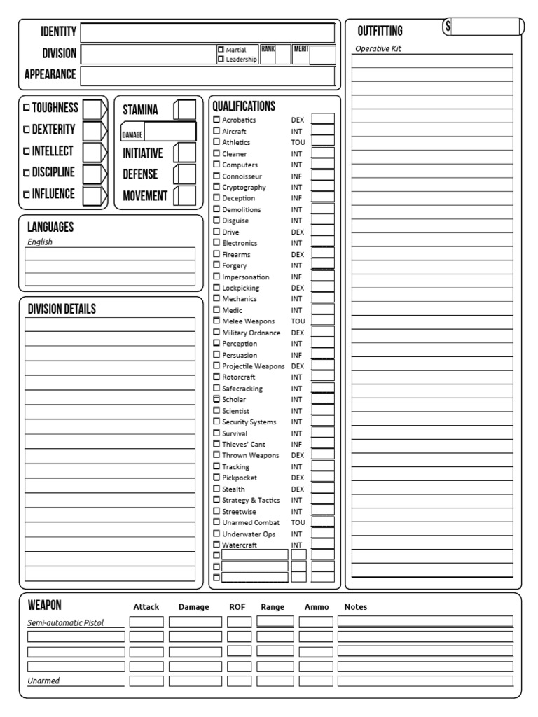 White Lies - Fillable Agent Dossier | PDF | Military Science | Firearms