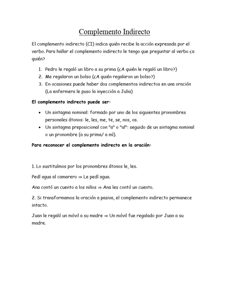 Complemento Indirecto | PDF