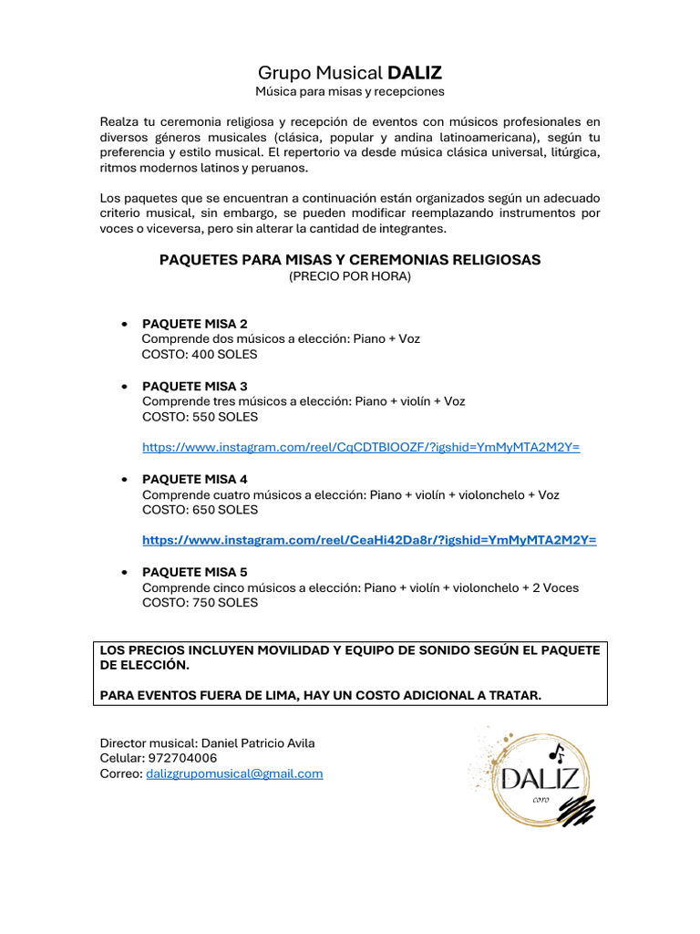Daliz Cotizaciones 2023 - 2 | PDF | Piano | Saxofón