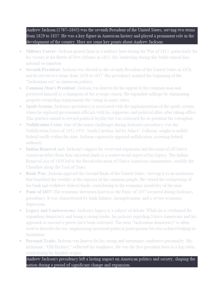 Andrew Jackson | PDF | Andrew Jackson | The United States