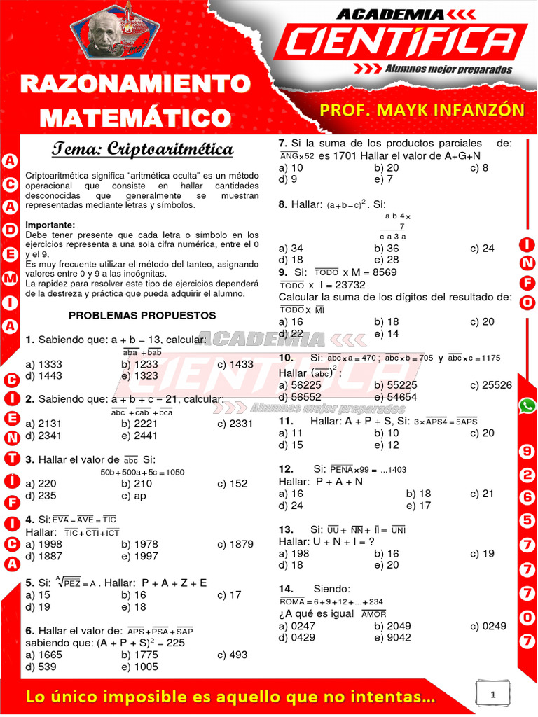 RM Criptoaritmética CIENTÍFICA | PDF | Codificaciones | Comunicación escrita