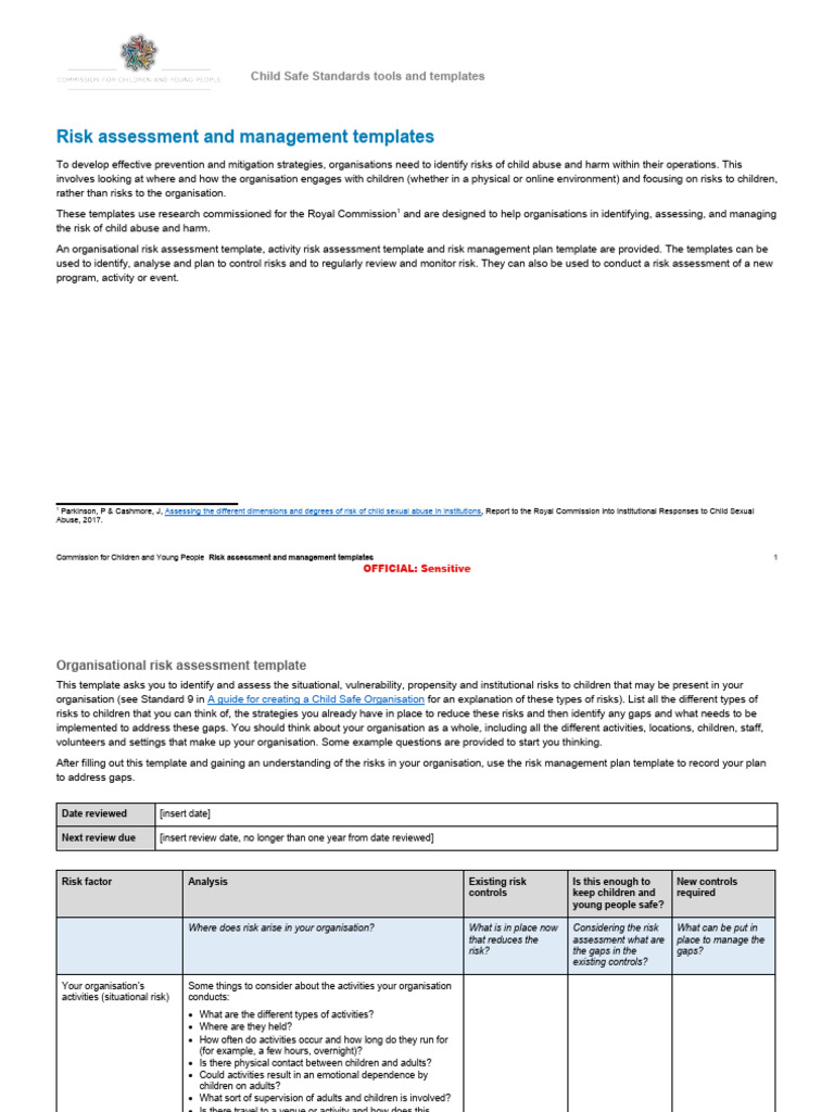 Child Safe Standards Risk Assessment Tools | PDF | Child Abuse | Risk