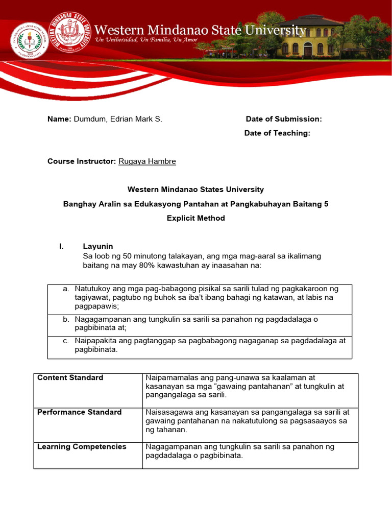 EPP2 Explicit Ma'am Rugaya FormatLP | PDF