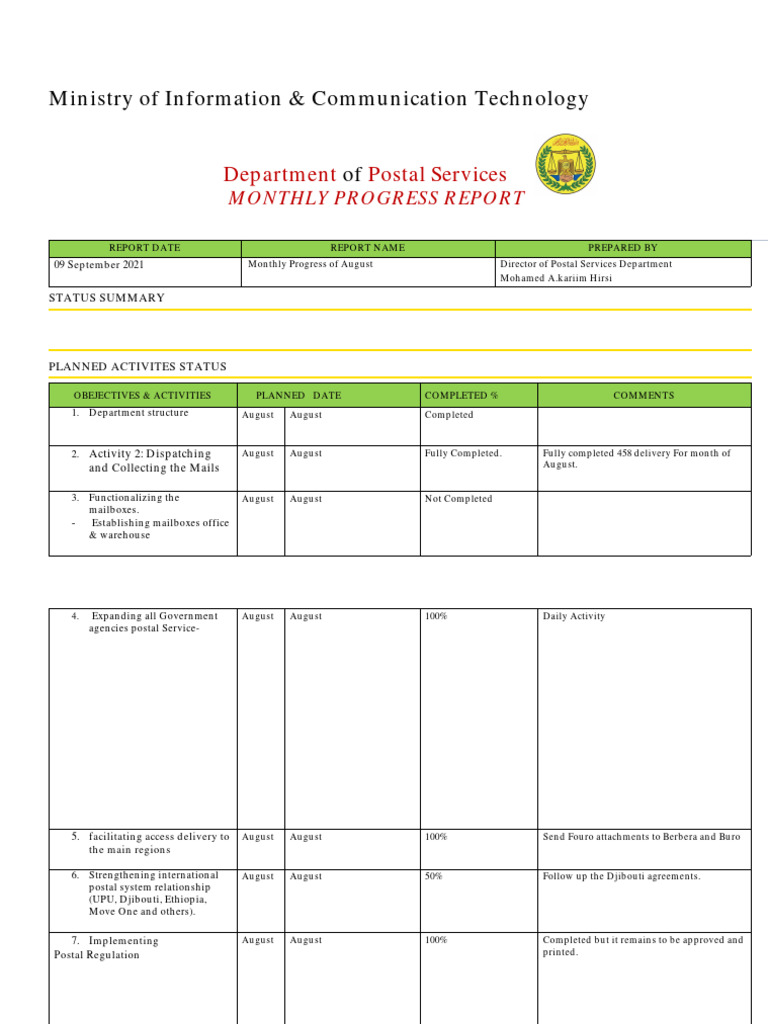 Monthly Report of September 2021-Updated Conv | PDF | Mail | United ...