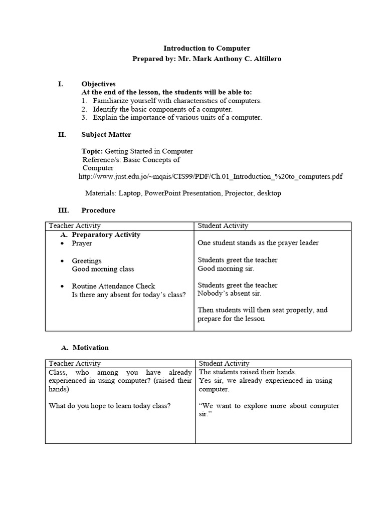 Detailed Lesson Plan in Computer | PDF | Computer Data Storage | Read Only Memory