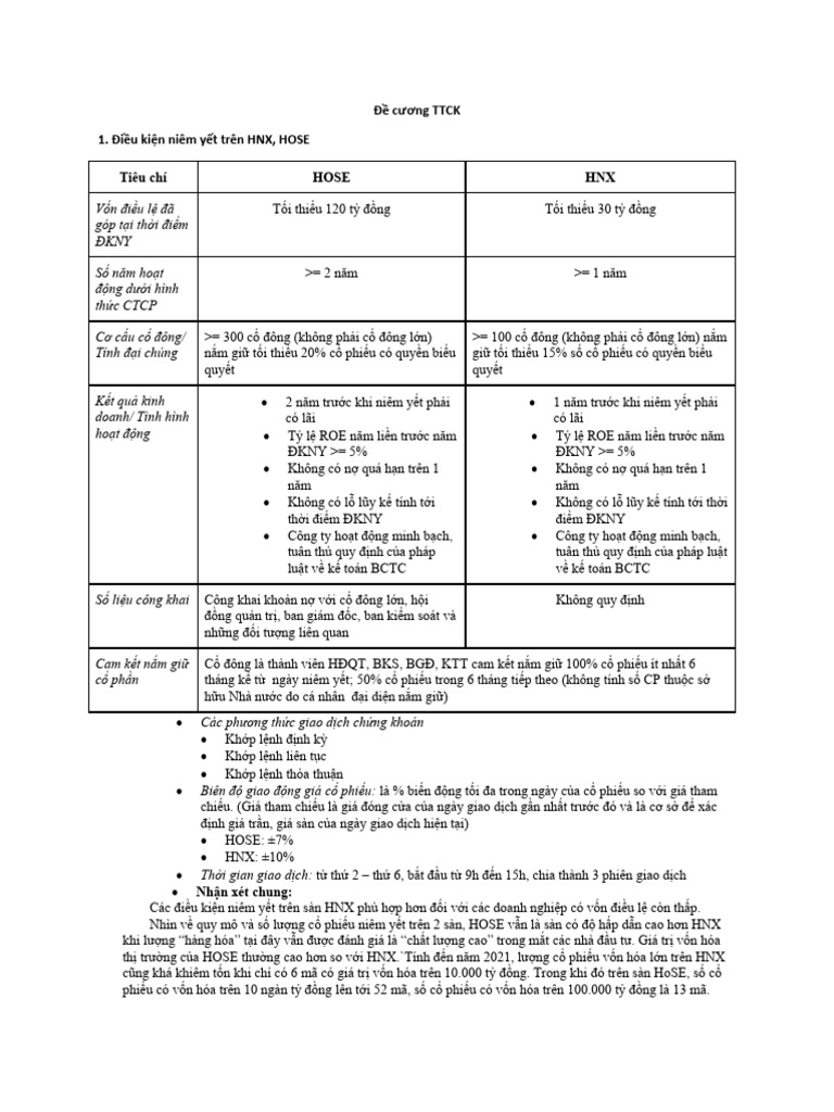 Đề cương TTCK | PDF