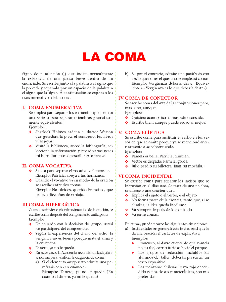ACTIVIDAD #04 PARA RETROALIMENTACIÓN La-Coma-Para-Quinto-Grado-de-Secundaria | PDF | Coma ...