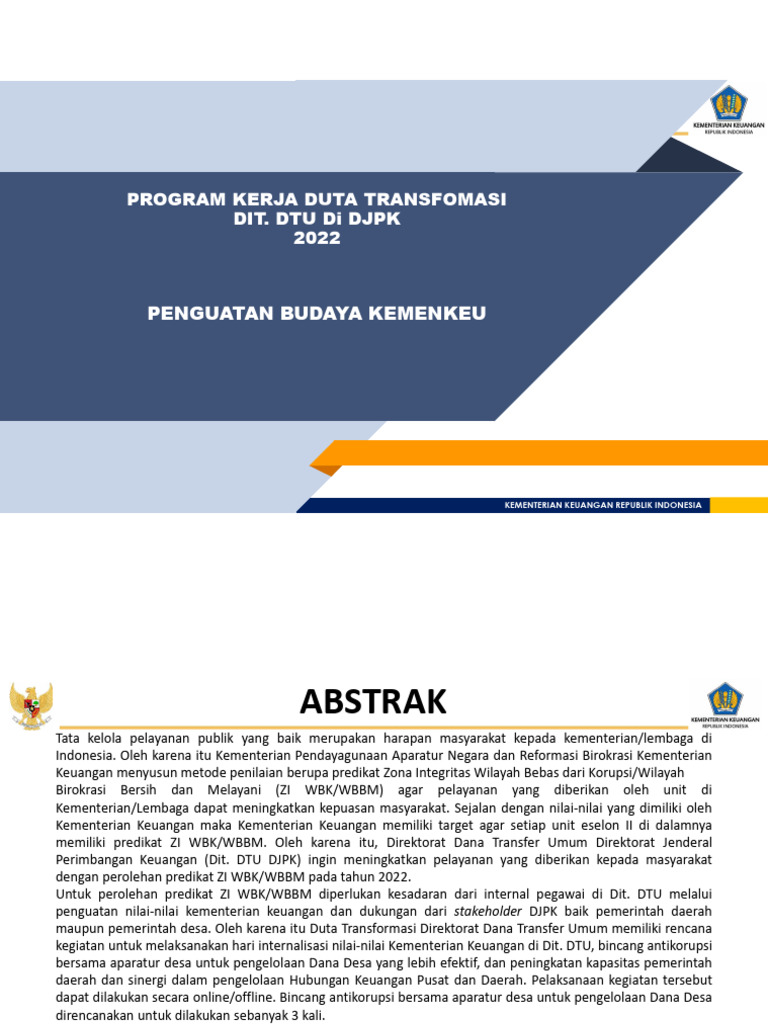 3. Program Kerja Duta Transformasi Dit. DTU | PDF