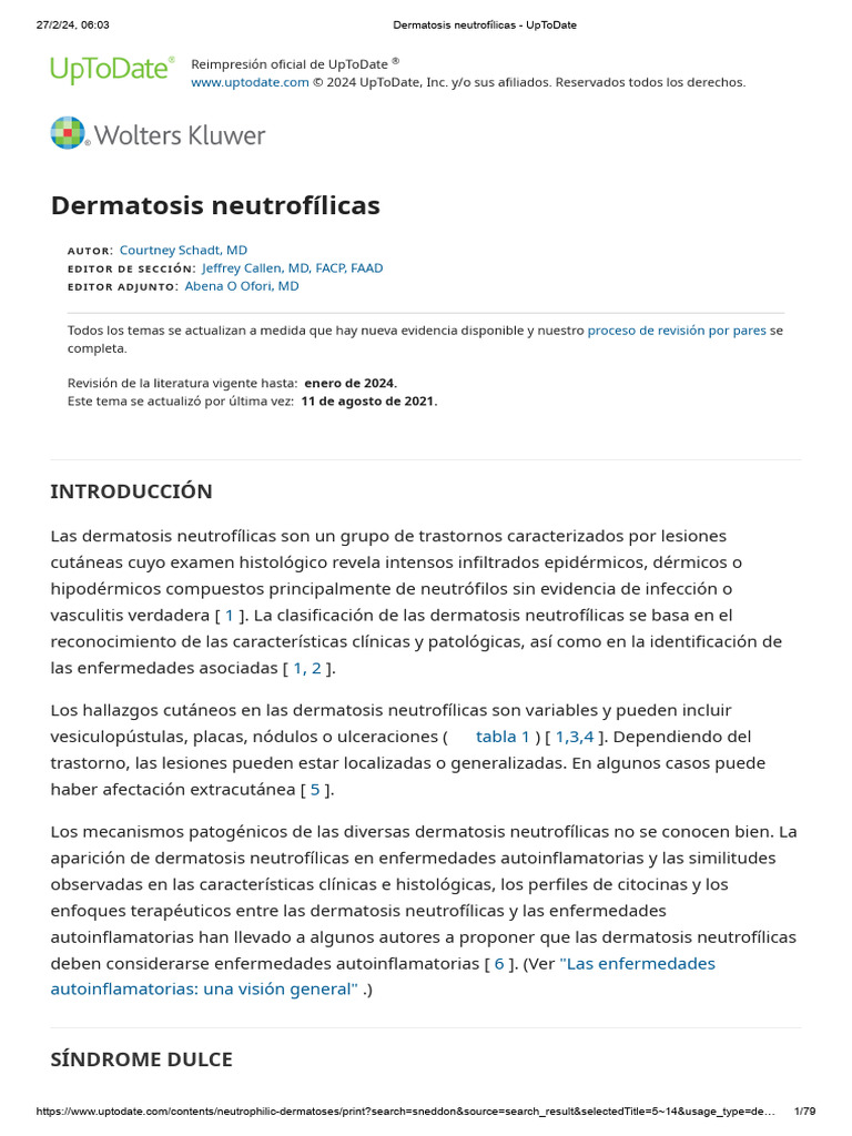 Dermatosis Neutrofílicas - UpToDate | PDF | Psoriasis | Dermatología