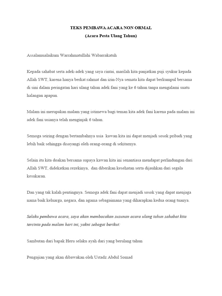 Teks MC Non Formal | PDF