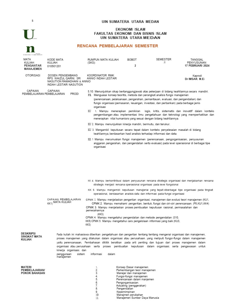 RPS PMJ 2024 TT Lengkap | PDF | Karier & Perkembangan