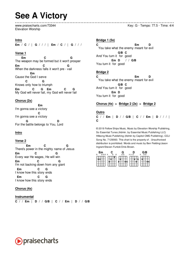 See A Victory (73344) - Chord Chart - G - 2 Column | Download Free PDF ...