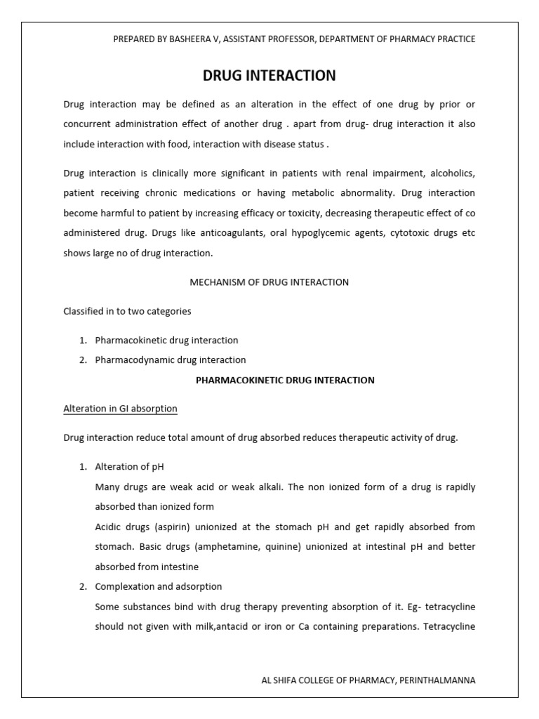 Drug Interaction | PDF | Drugs | Pharmacology