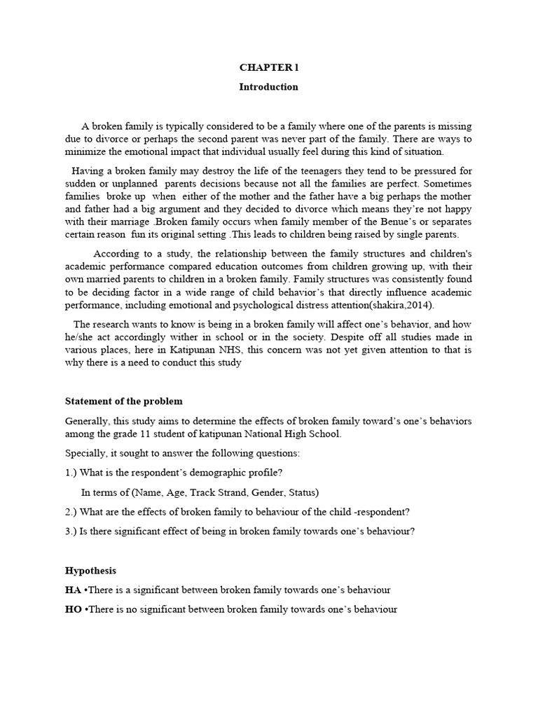 Effects of Broken Families on Students | PDF | Survey Methodology | Family