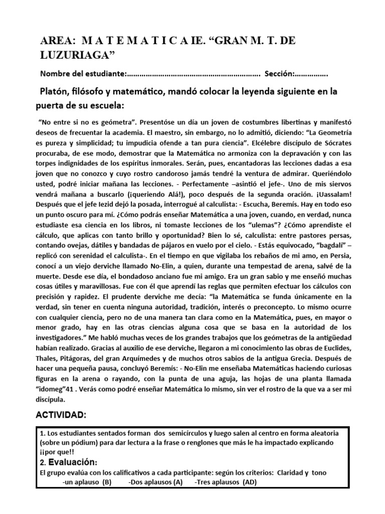 Lectura | PDF | Matemáticas