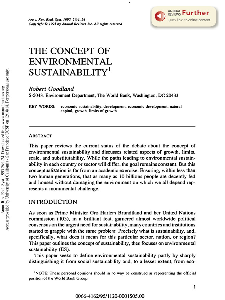 The Concept of Environmental Sustainability | PDF | Sustainability ...