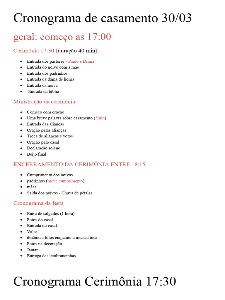 Cronograma de Casamento | PDF