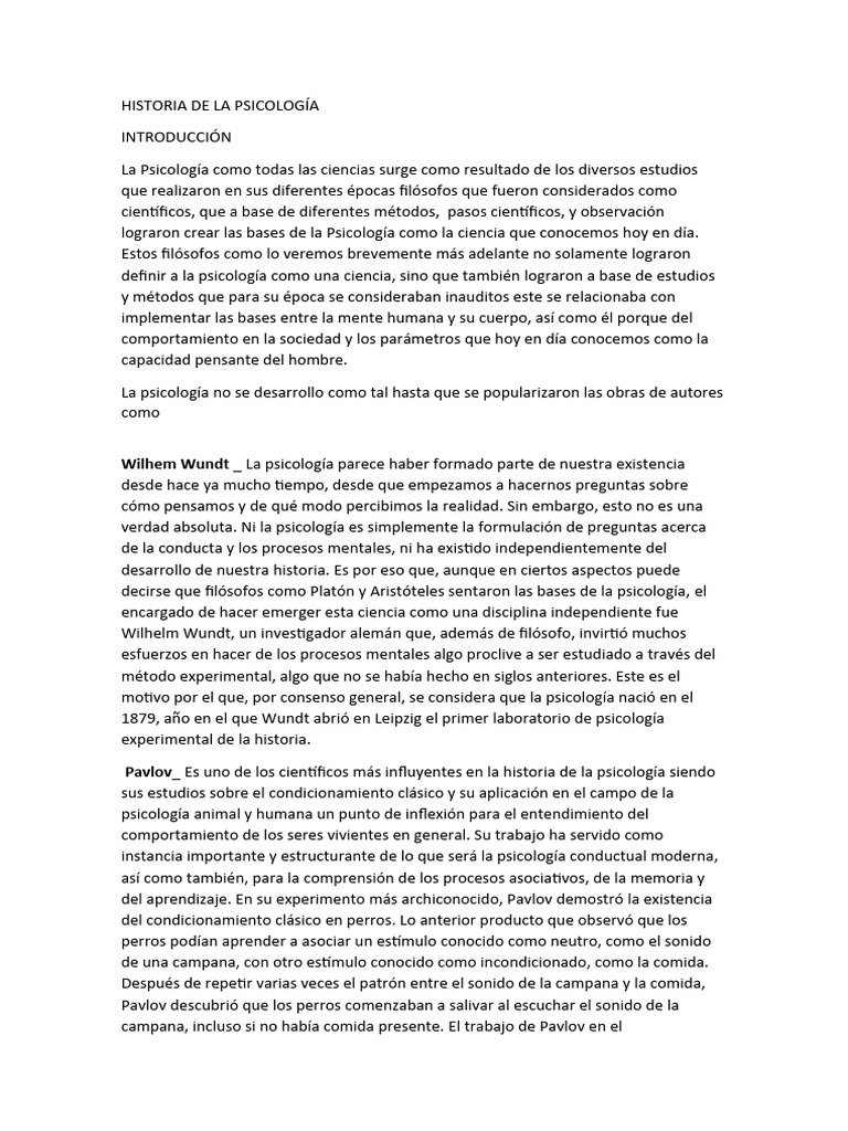 Historia de La Psicología Fernando Renteria Yalta | PDF | Sicología | Mente