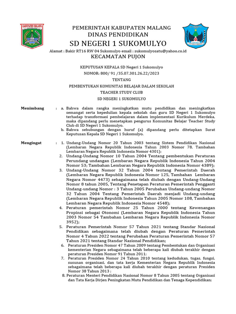 SK Kombel Suko 1 | PDF | Karier & Perkembangan | Gaya Hidup