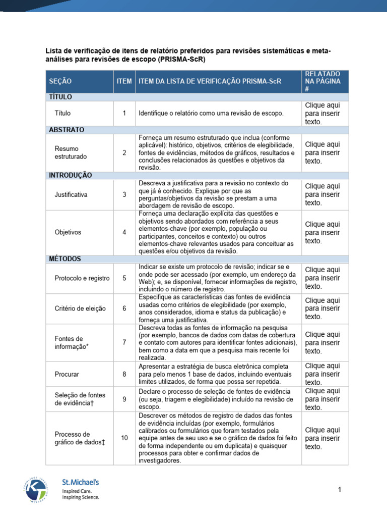 PRISMA SCR Fillable Checklist 1 | PDF | Análise sistemática