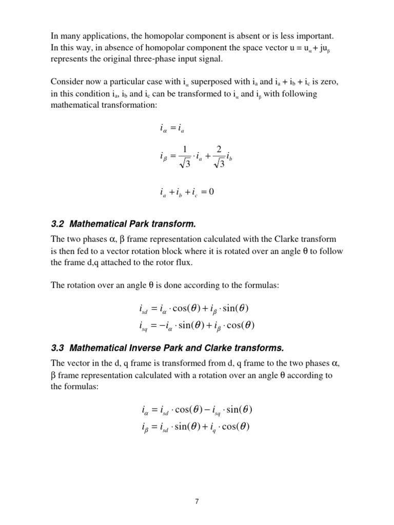 2 CLARKE & PARK TRANSFORMS ON THE TMS320C2xx | PDF | Rotation | Angle