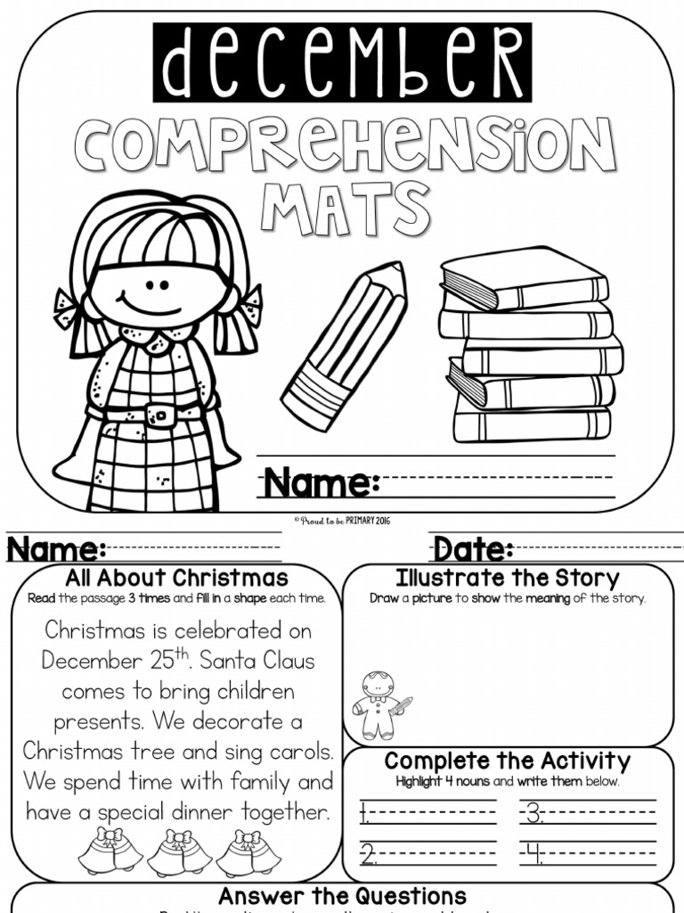December Comprehension Mats | PDF