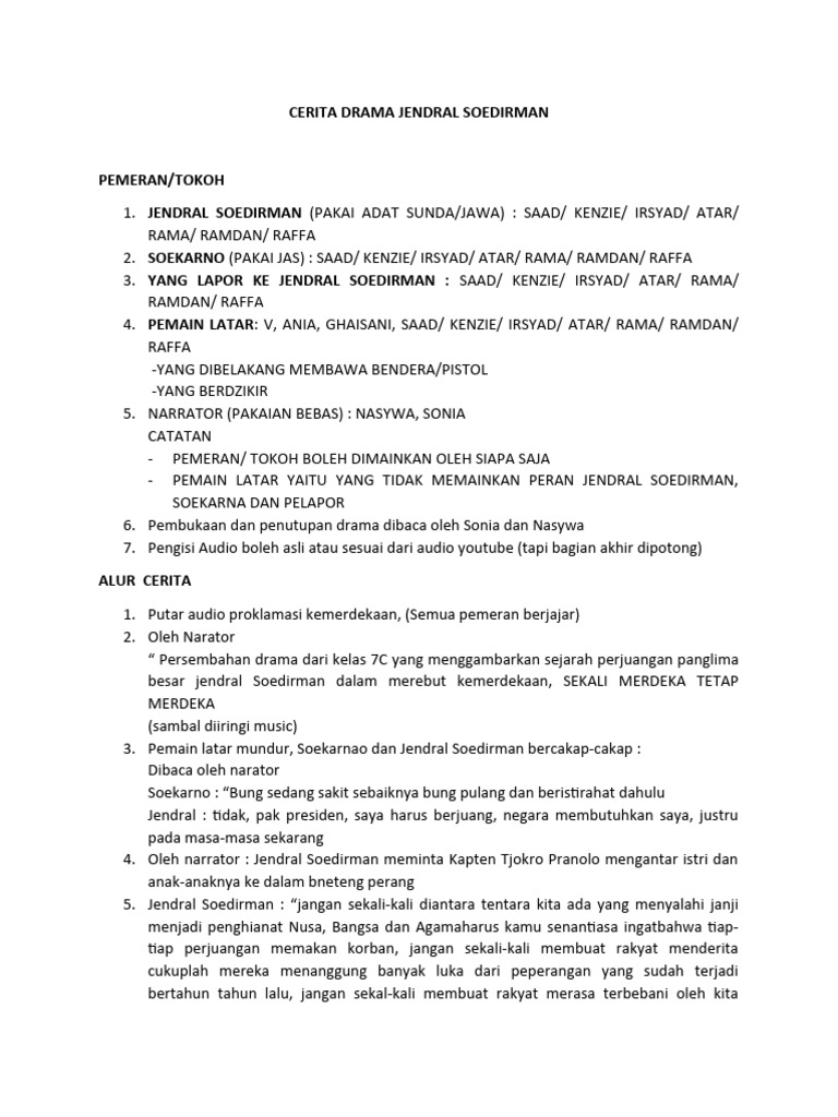 Cerita Drama Jendral Soedirman 7C | PDF