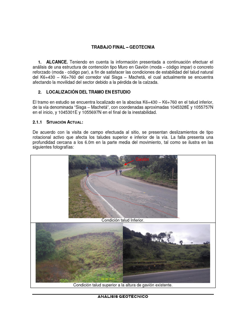 Análisis Geotécnico del Talud Sisga-Machetá | PDF | Geofísica ...