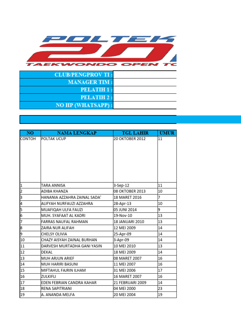 Form Peserta Poltek Cup 2023 | PDF