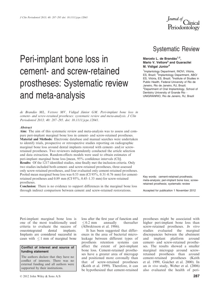 Sys Rev 2013 | PDF | Dental Implant | Meta Analysis