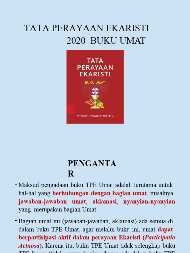 Sosialisasi Tata Perayaan Ekaristi 2020 Buku Umat | PDF