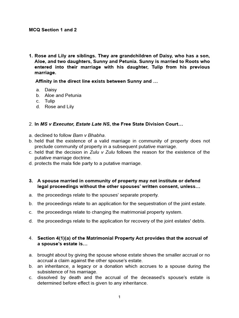 Multiple-Choice Questions - Sections 1 and 2 | PDF