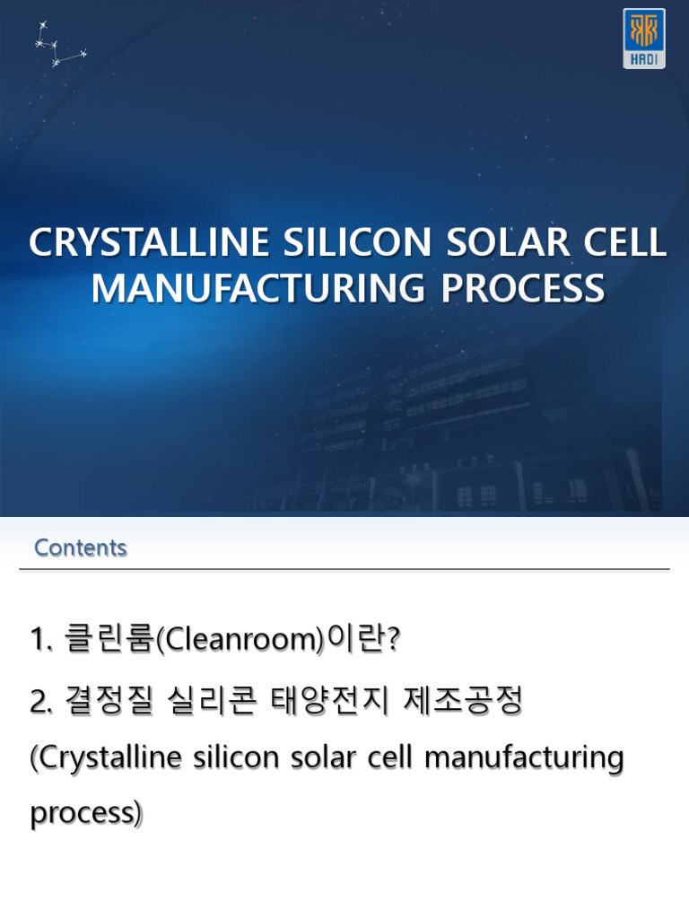 Crystalline Silicon Solar Cell Manufacturing Process | PDF