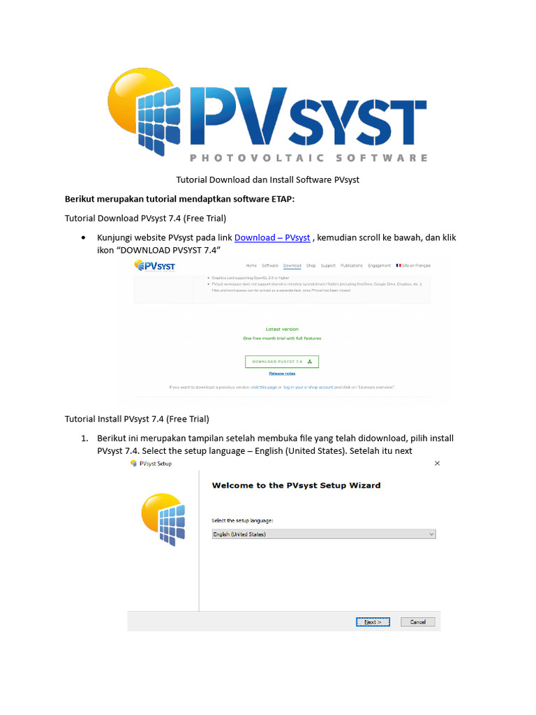 Tutorial Download Dan Install Software PVsyst | PDF