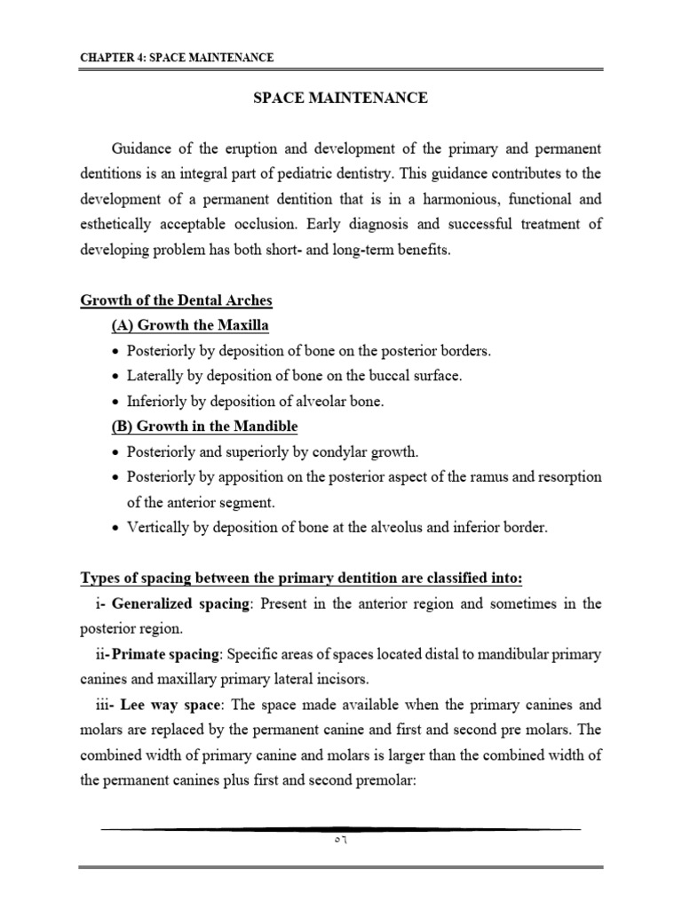 Chapter 4 Space Maintenance | PDF | Human Tooth | Dentures