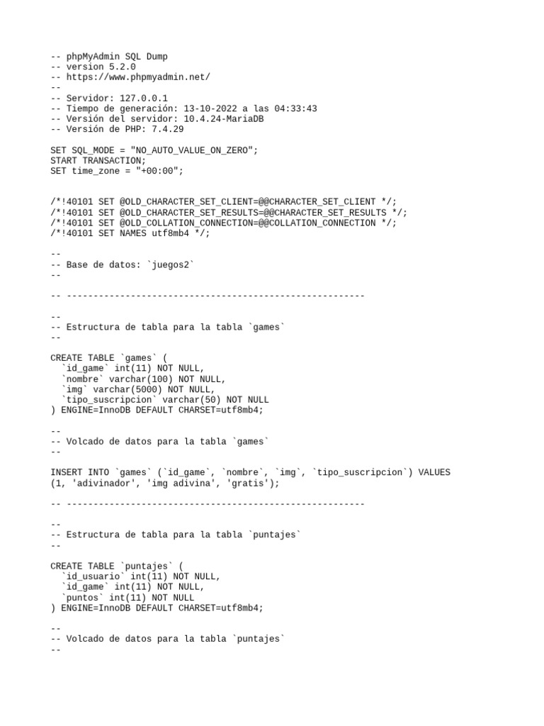 Juegos 2 | PDF | SQL | Paradigmas de programación