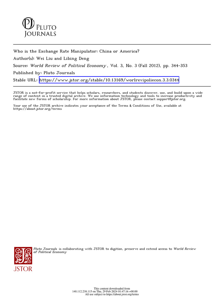 Exchange Rate Manipulation: China vs. US | PDF | Exchange Rate | Currency