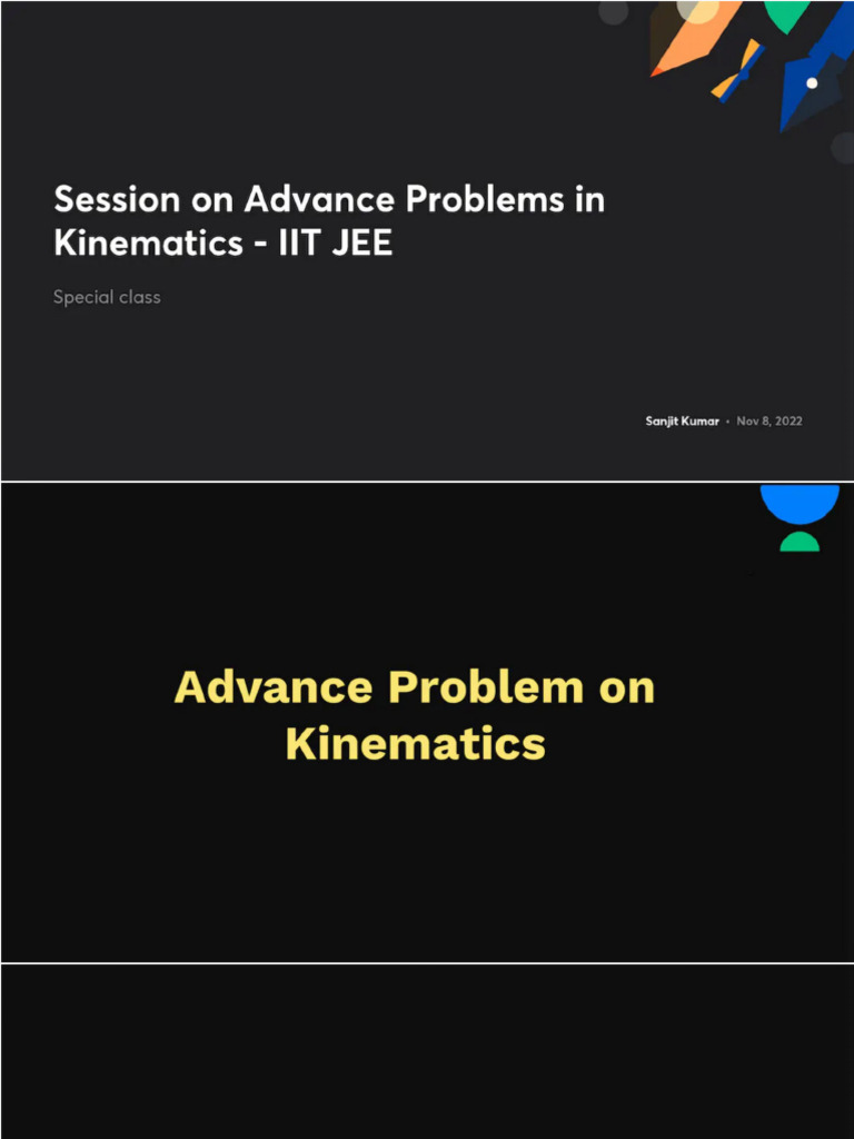 Session On Advance Problems in Kinematics IIT JEE No Anno | PDF