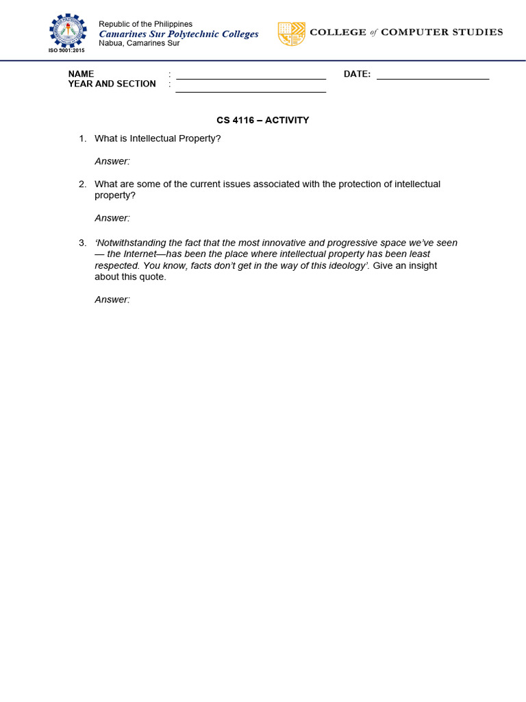 ACTIVITY - Intellectual Property | PDF