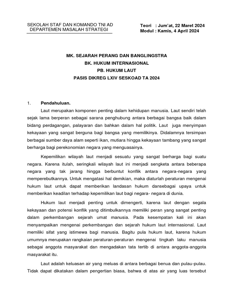 44.silabus Dan Tor Hukum Laut 2024 | PDF