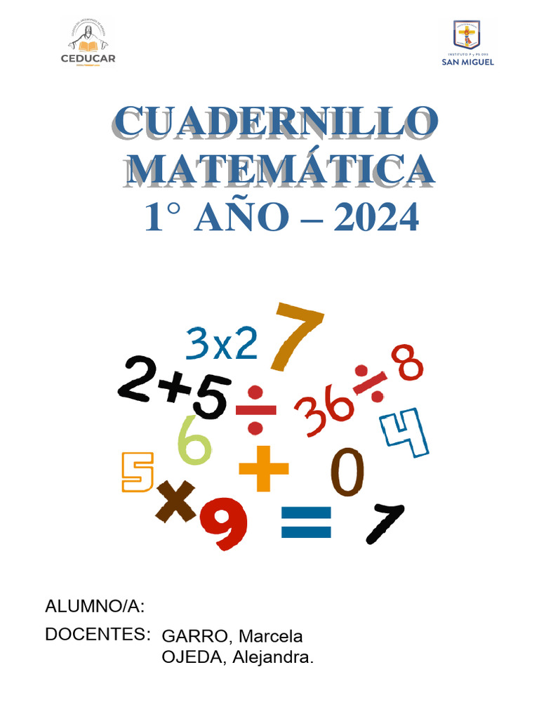 Cuadernillo Matematica 1ro. | PDF | División (Matemáticas) | Entero
