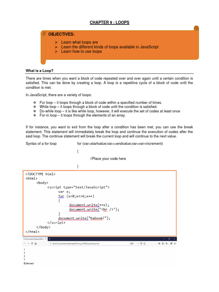 Chapter 9 - Loops | PDF Chapter 9 - Loops | PDF