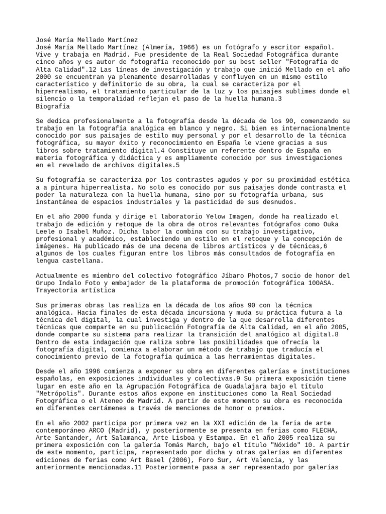 José María Mellado: Fotografía y Técnica | PDF | España | Las artes