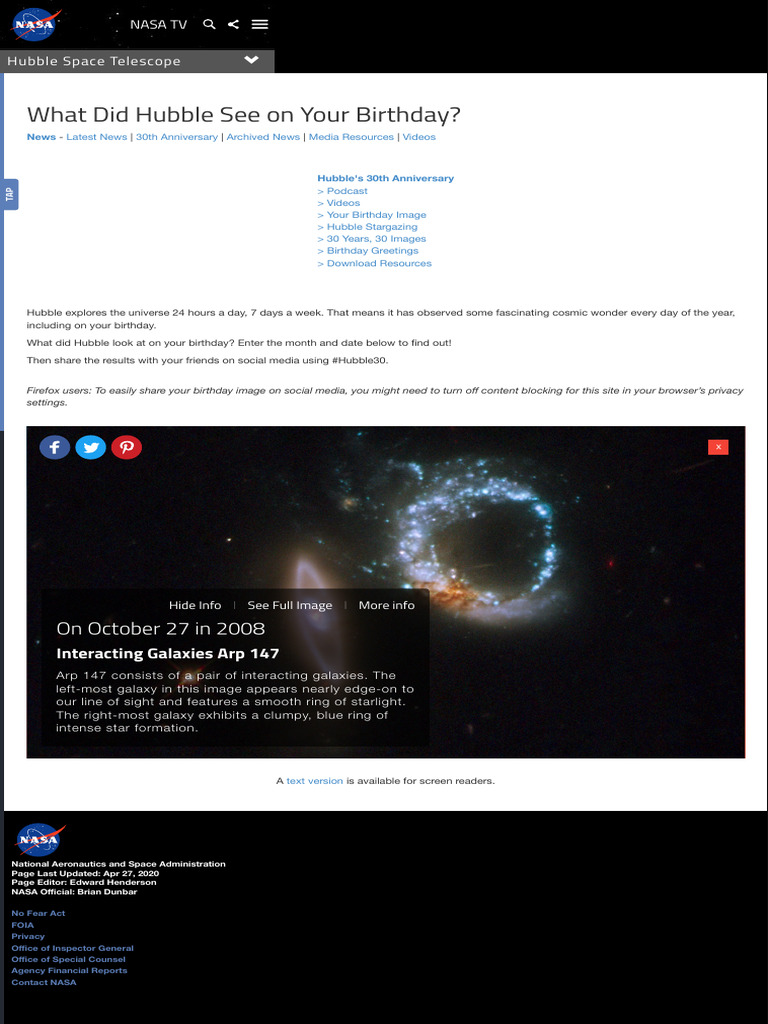 What Did Hubble See On Your Birthday NASA | PDF | Hubble Space Telescope | Nasa