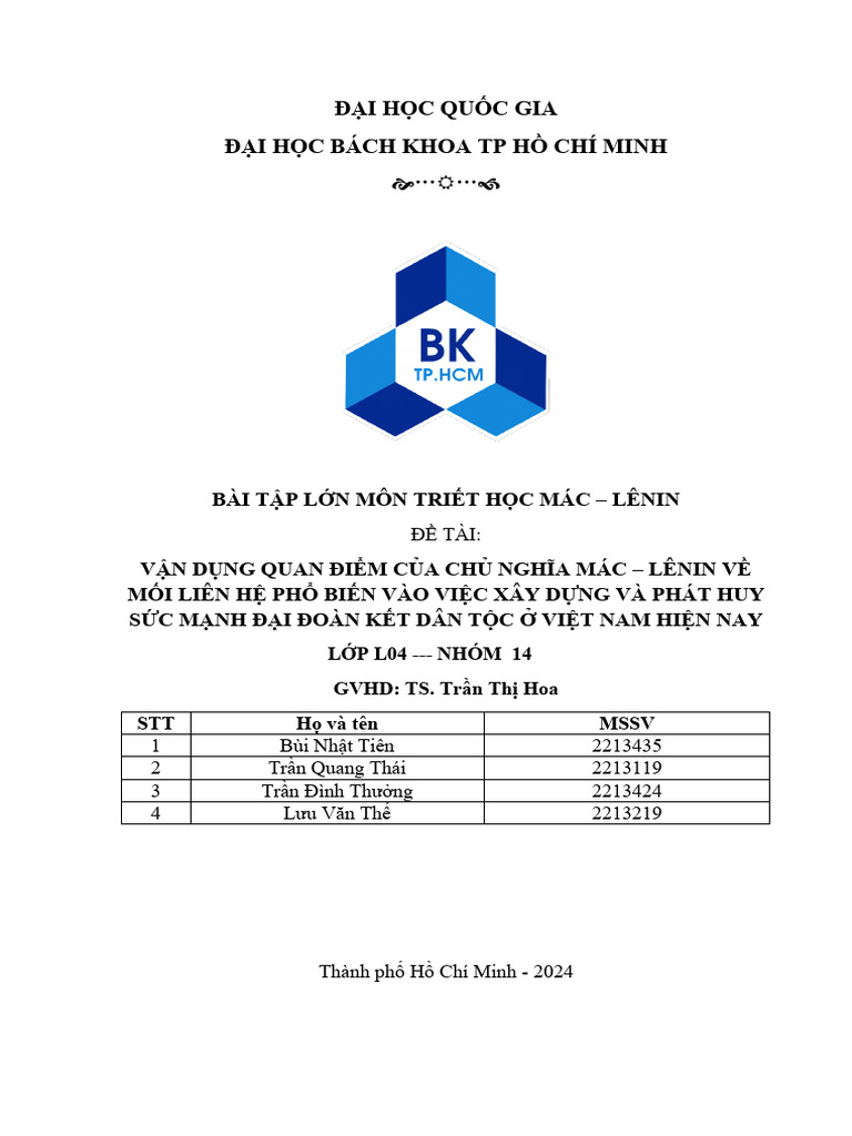 BTL Triết - L04 - Nhóm 14 Đã Sửa | PDF